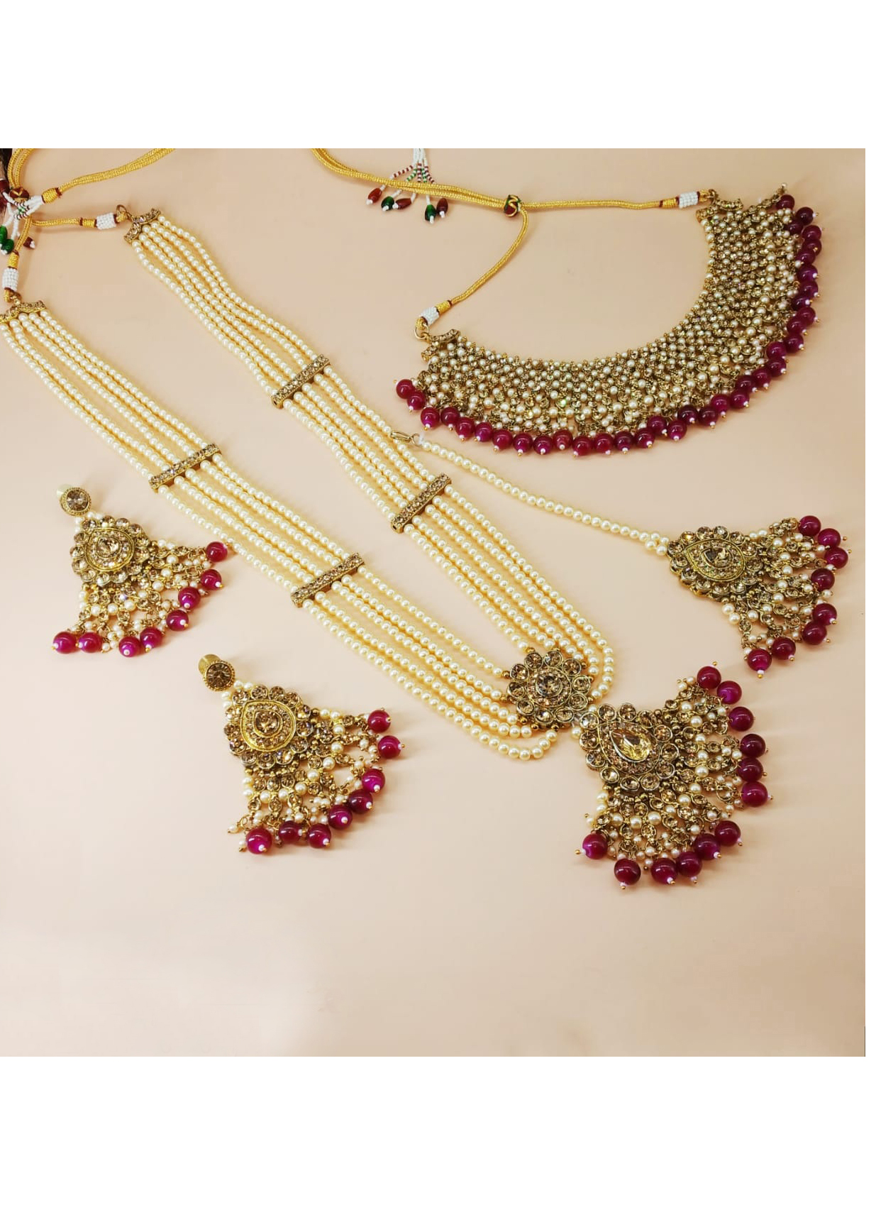 Buy Gold Reception Necklace Set : 161944