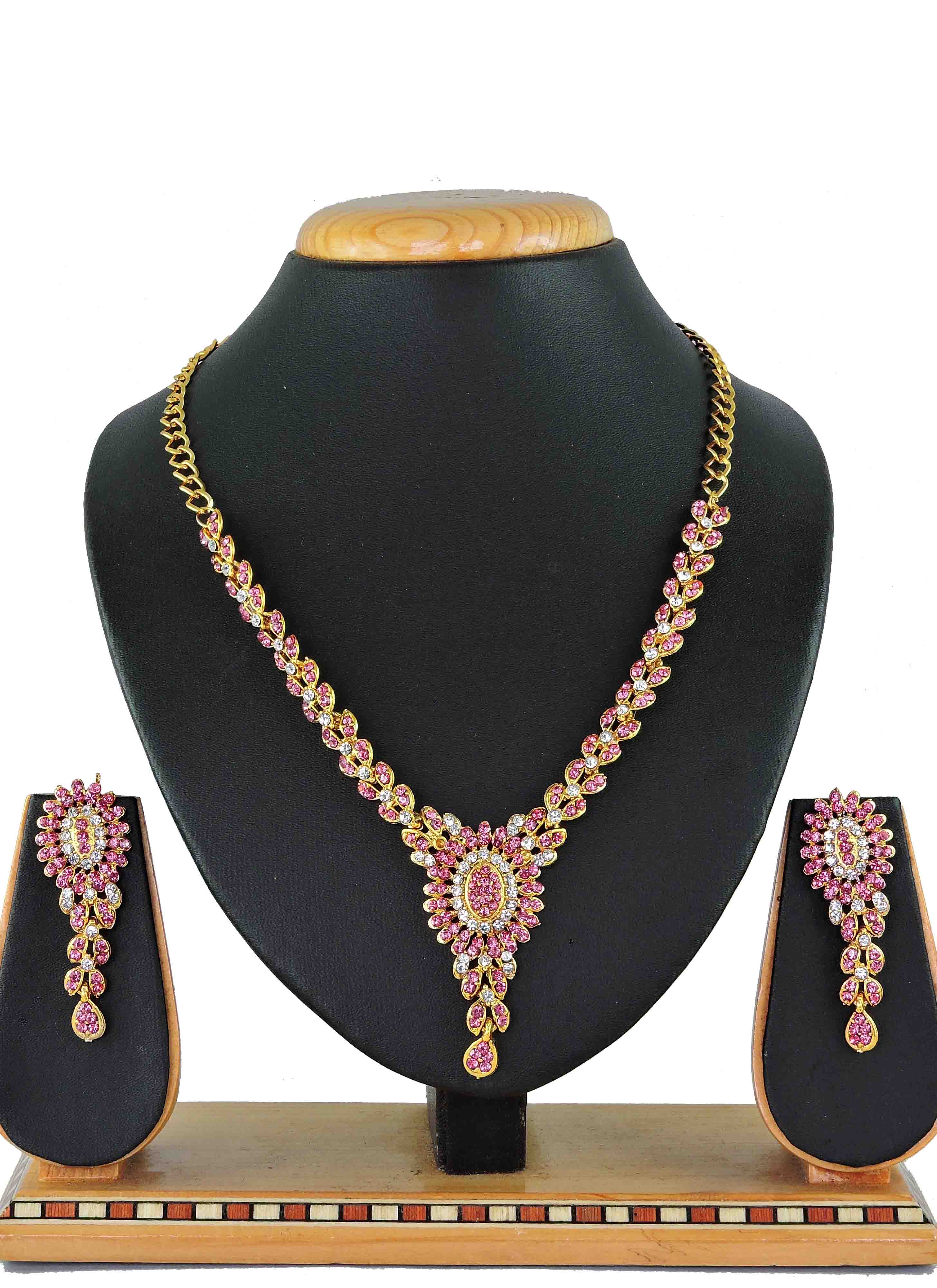 Buy Online Gold Stone Mehndi Necklace Set : 168612