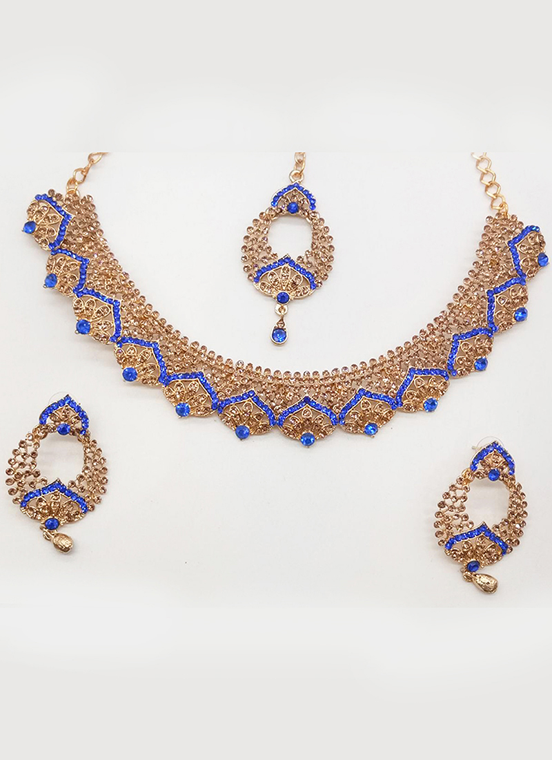 Buy Gold Stone Work Mehndi Jewellery Set : 141777