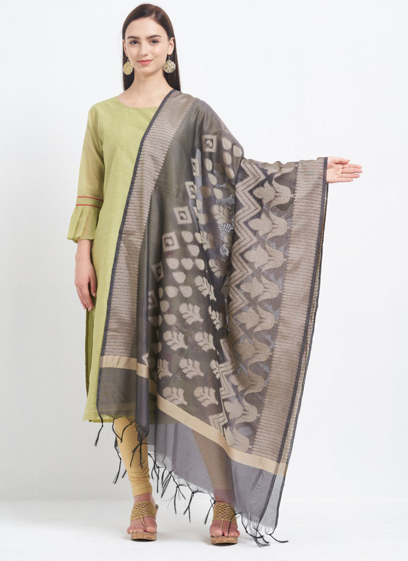 Buy Grey Color Designer Dupatta : 152091