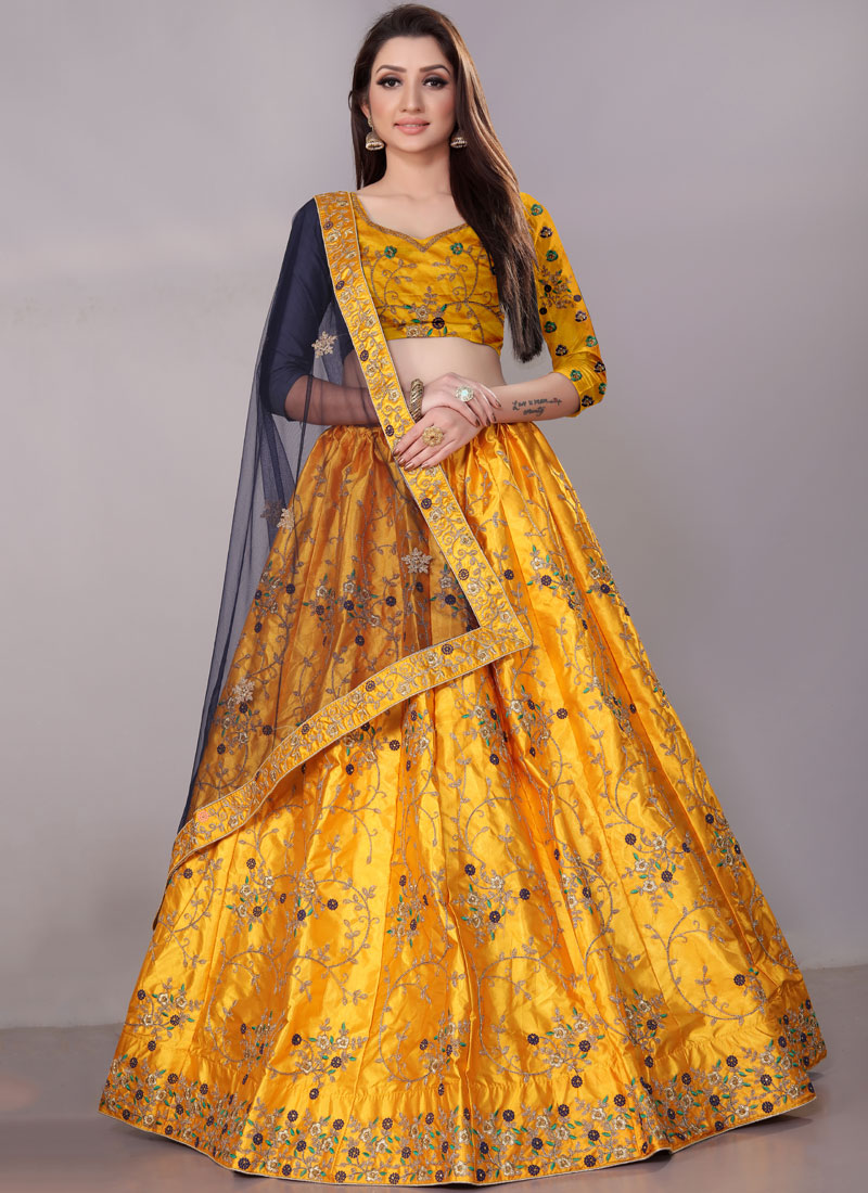 Lace Mustard Lehenga Choli buy online