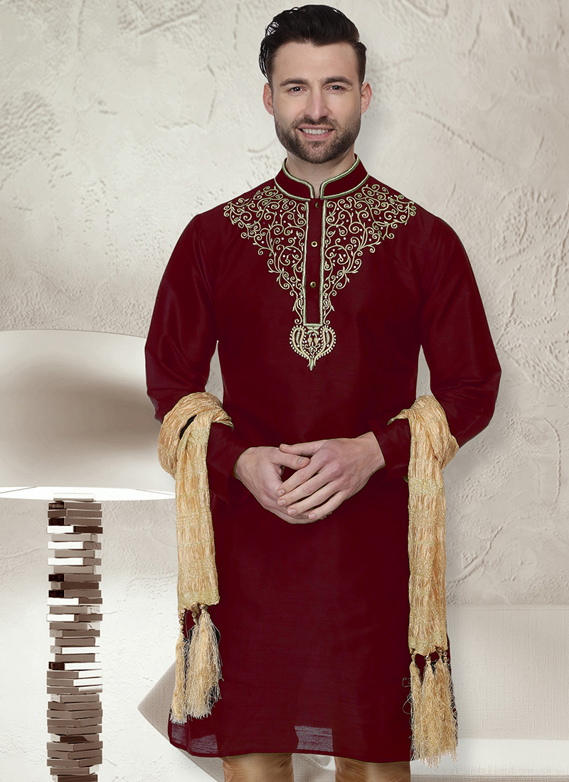 Buy Online Maroon Color Kurta : 153282