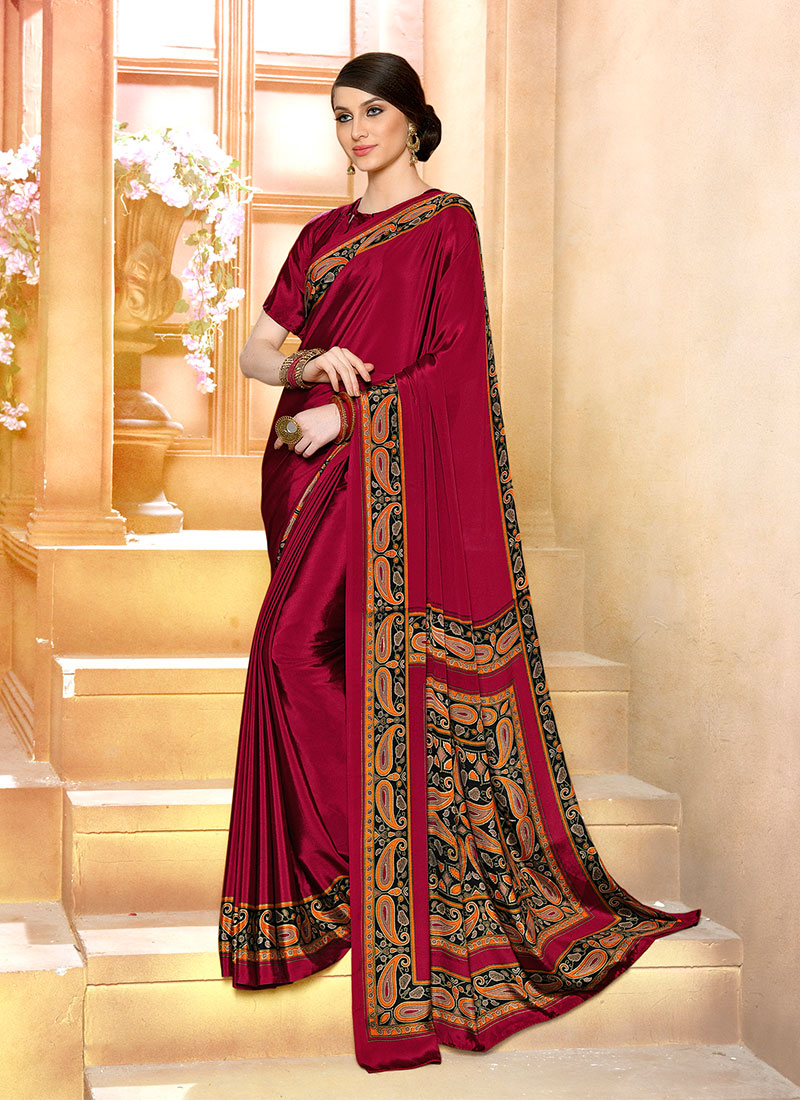 Buy Maroon Party Printed Saree Online : 147740