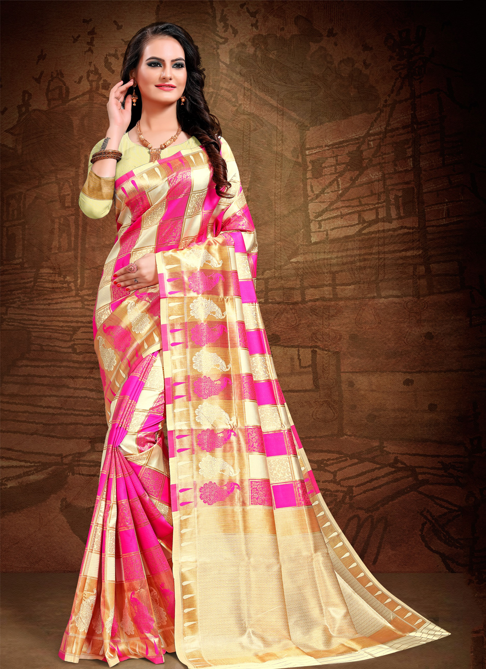 Shop Online Multi Colour Classic Saree : 161763