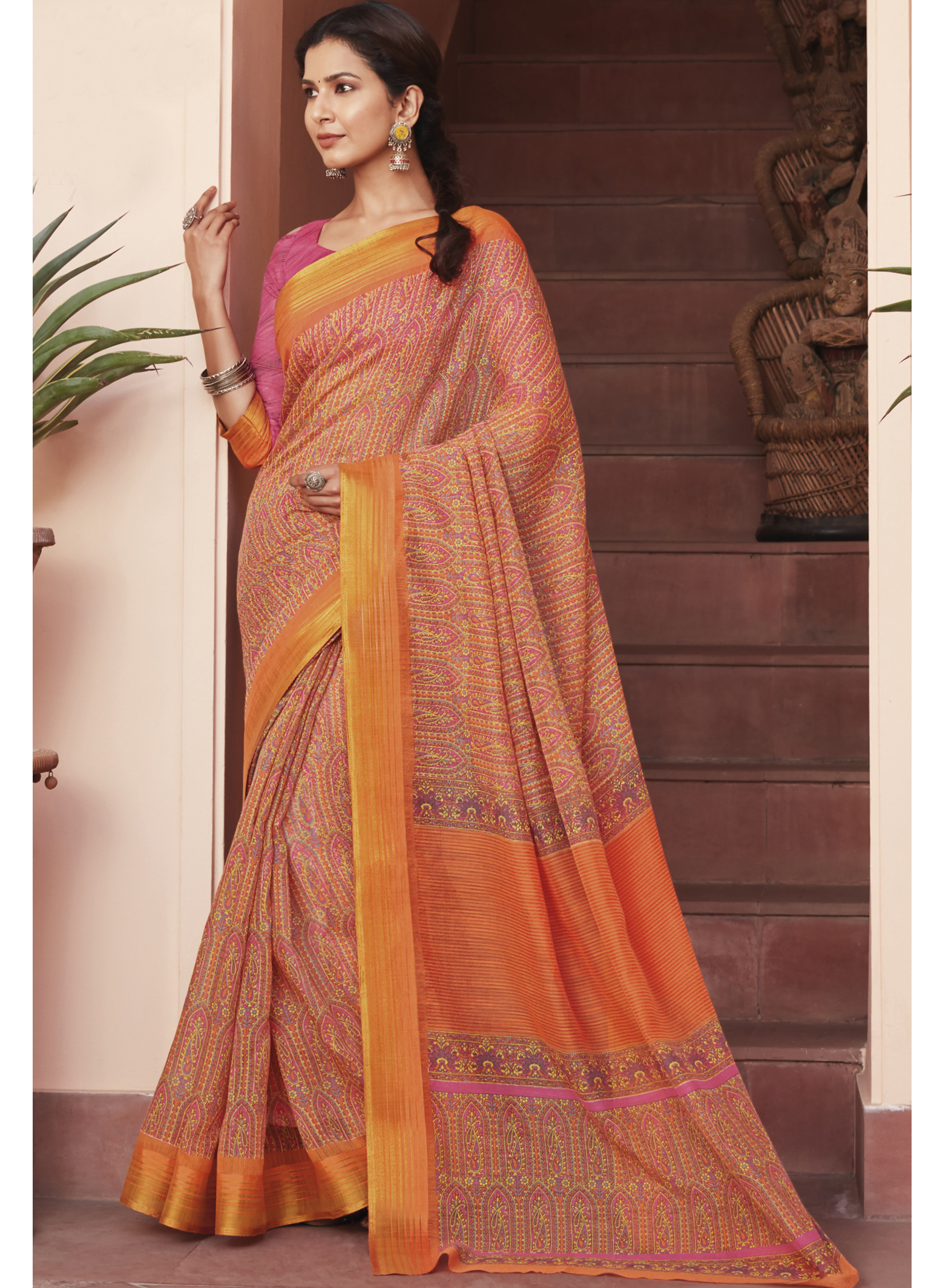 Buy Multi Colour Cotton Silk Saree Online