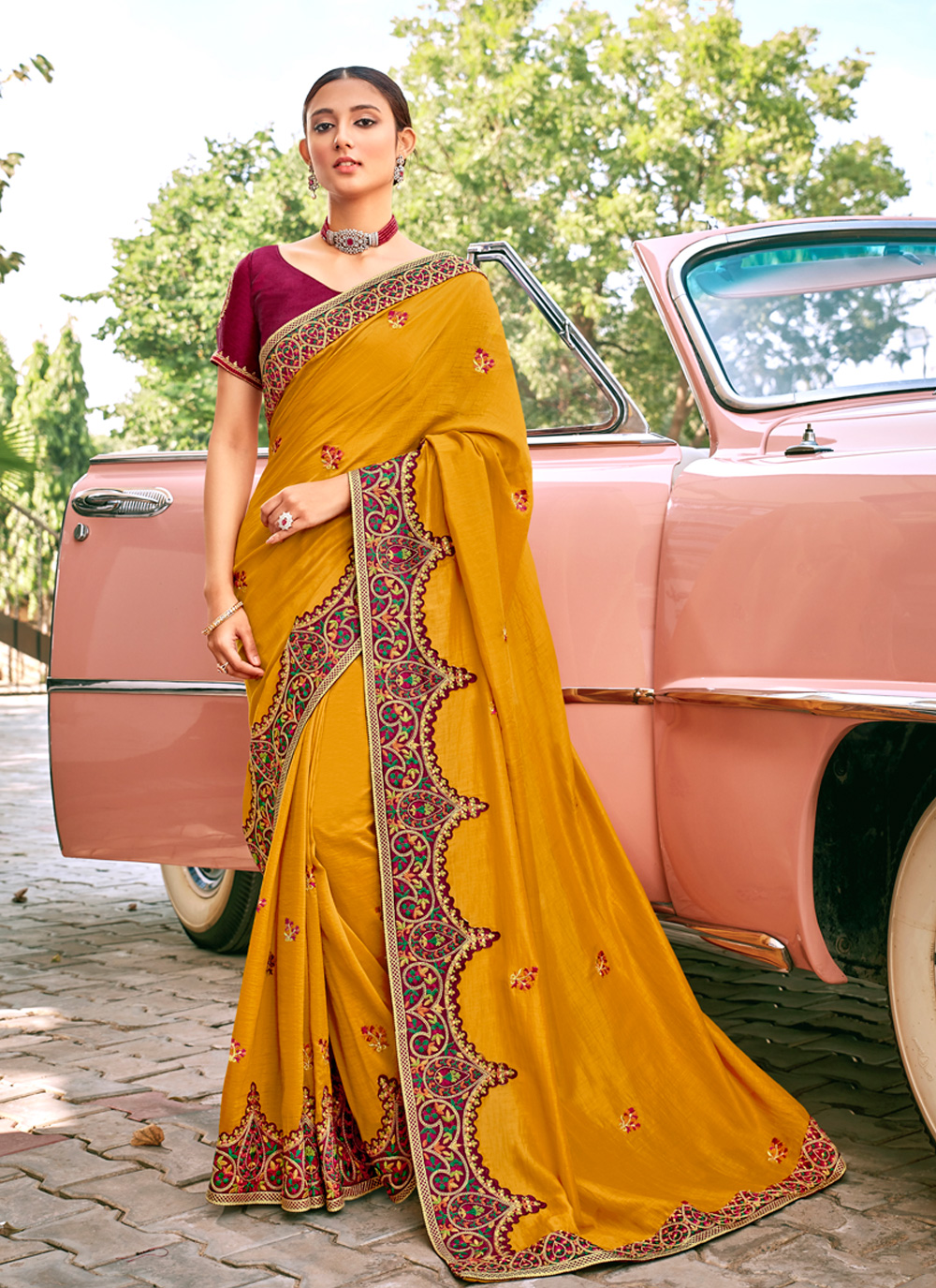 Mustard Ceremonial Contemporary Saree buy online