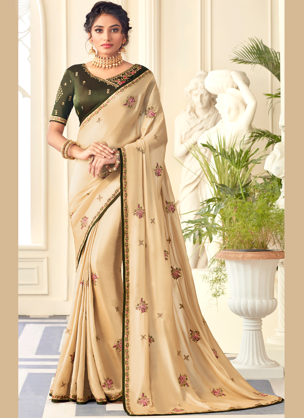 Shop Online Off White Classic Saree : 165823