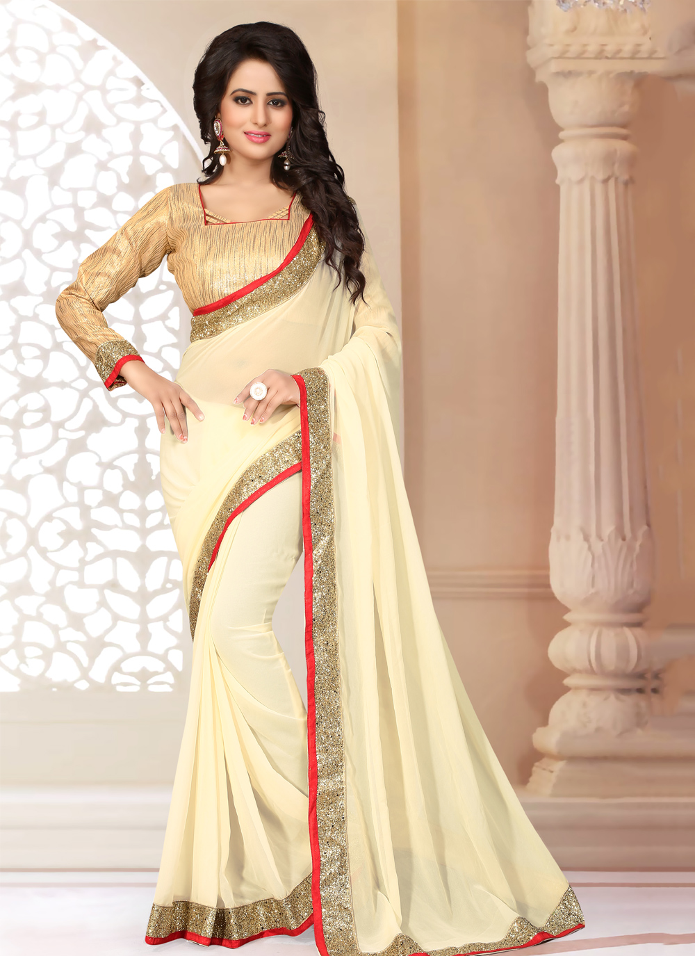 Buy Off White Color Saree Online : 157532