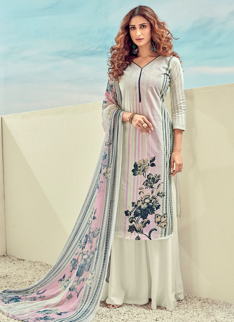 Buy Online Off White Digital Print Party Palazzo Suit : 148450