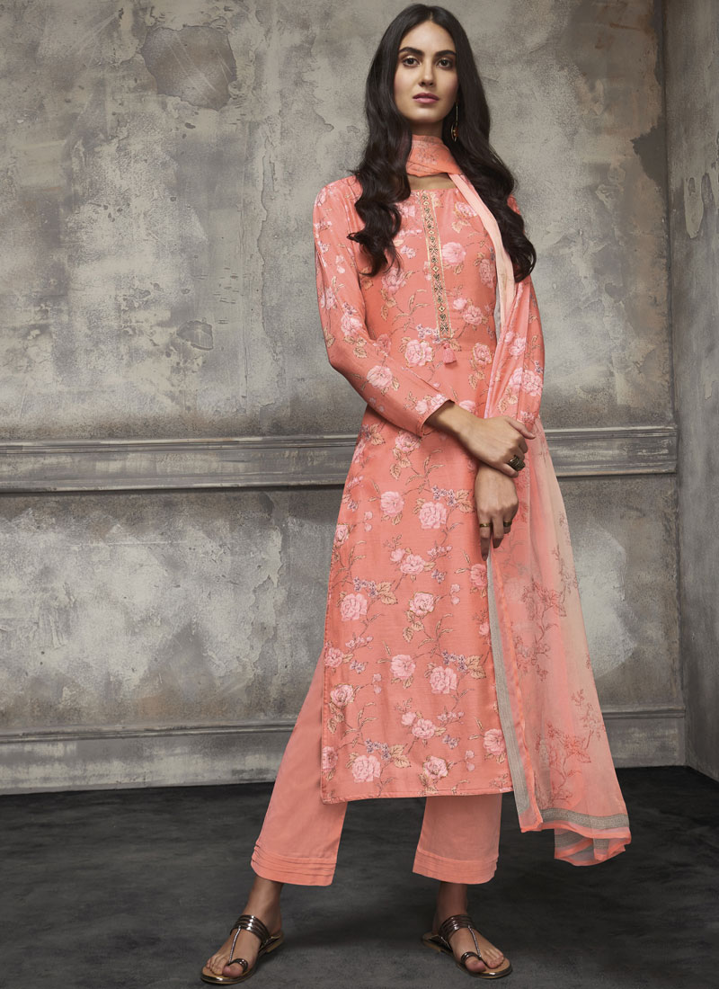Shop Orange Color Pakistani Salwar Kameez Online : 143727