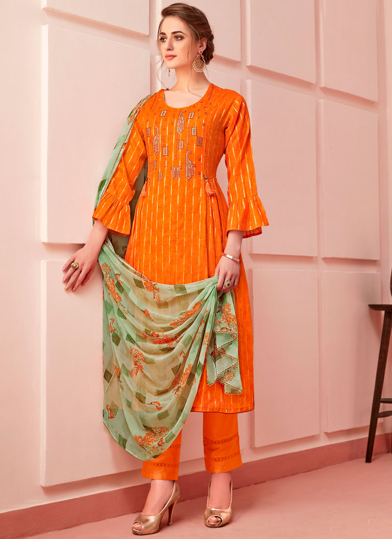 Shop Orange Party Pant Style Suit Online : 145161