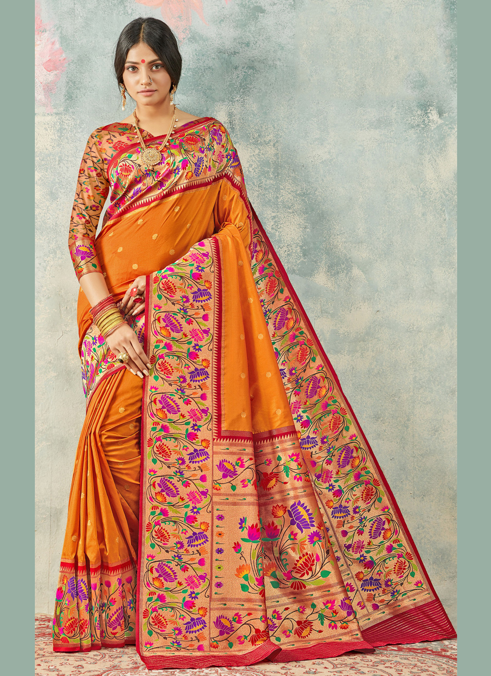 Buy Orange Weaving Contemporary Saree : 166111