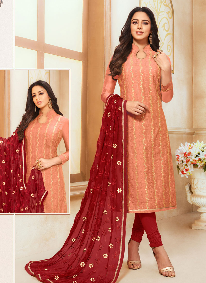Shop Online Peach Party Salwar Kameez : 151140