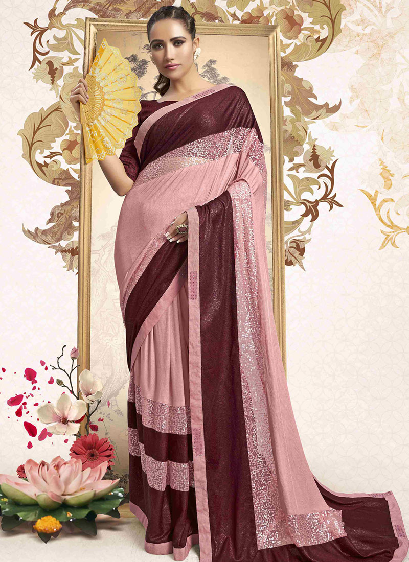 Shop Online Pink Fancy Classic Designer Saree : 153497