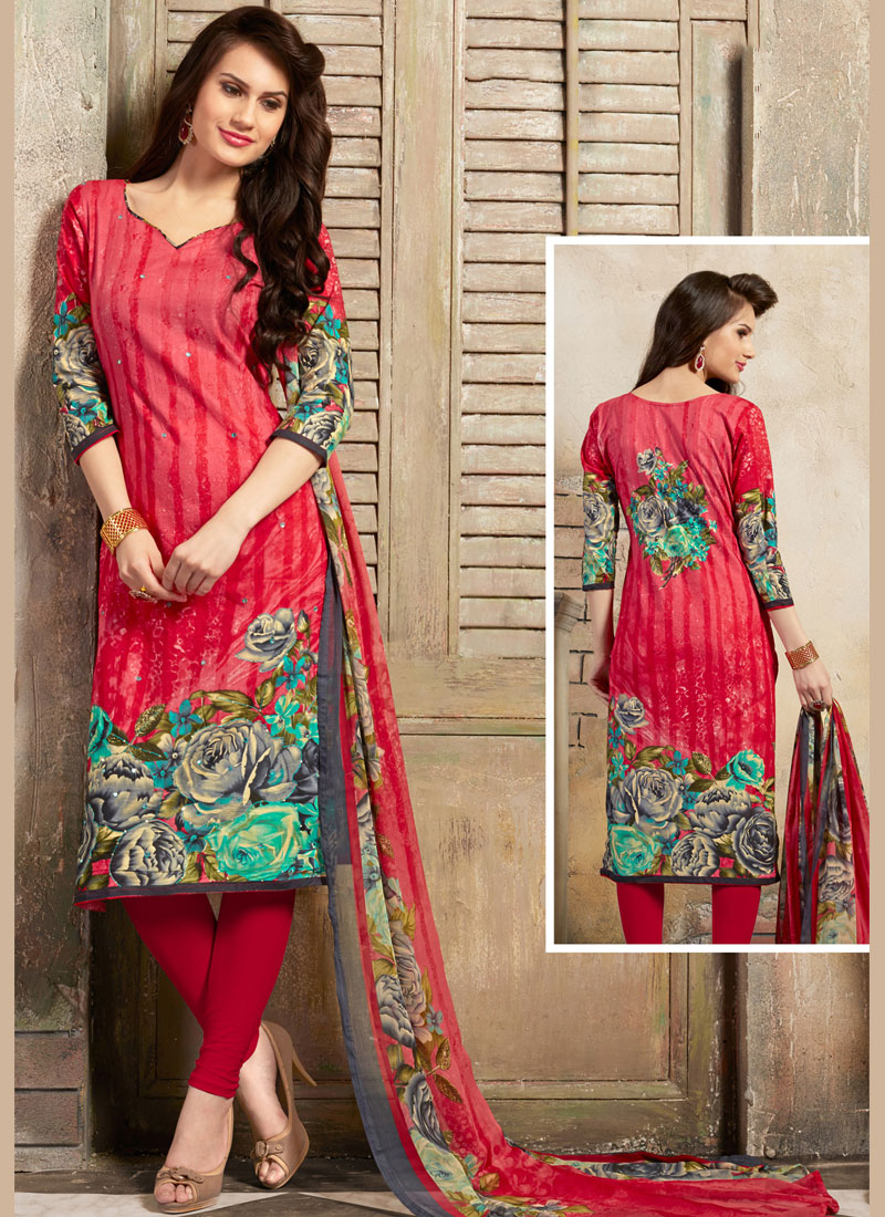 Shop Pink Thread Work Trendy Churidar Salwar Kameez Online : 140896