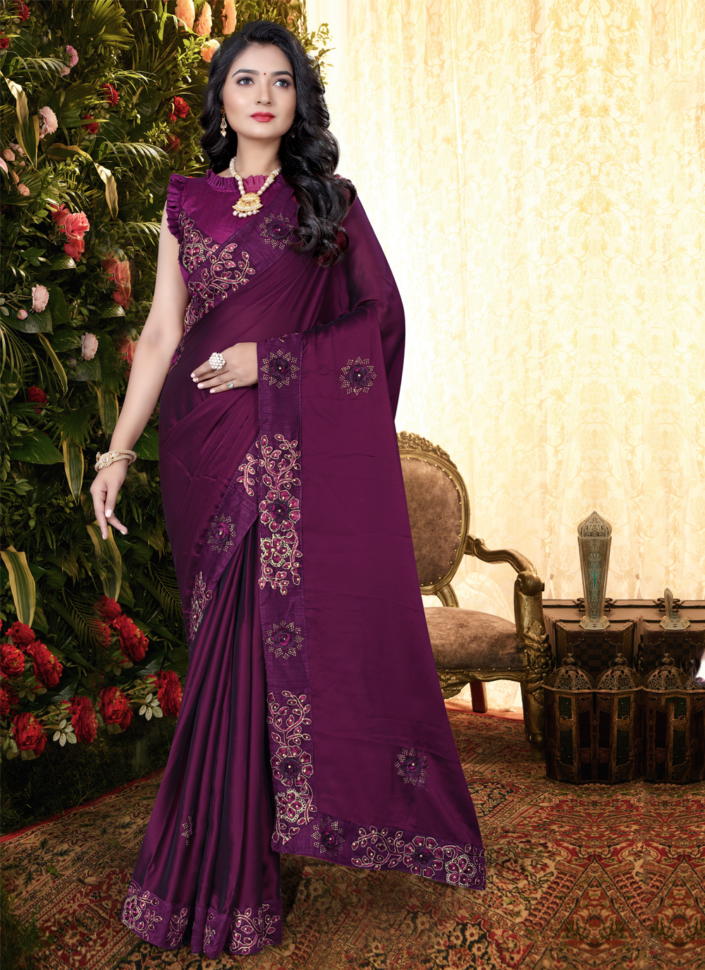 Shop Purple Color Trendy Saree Online : 164696