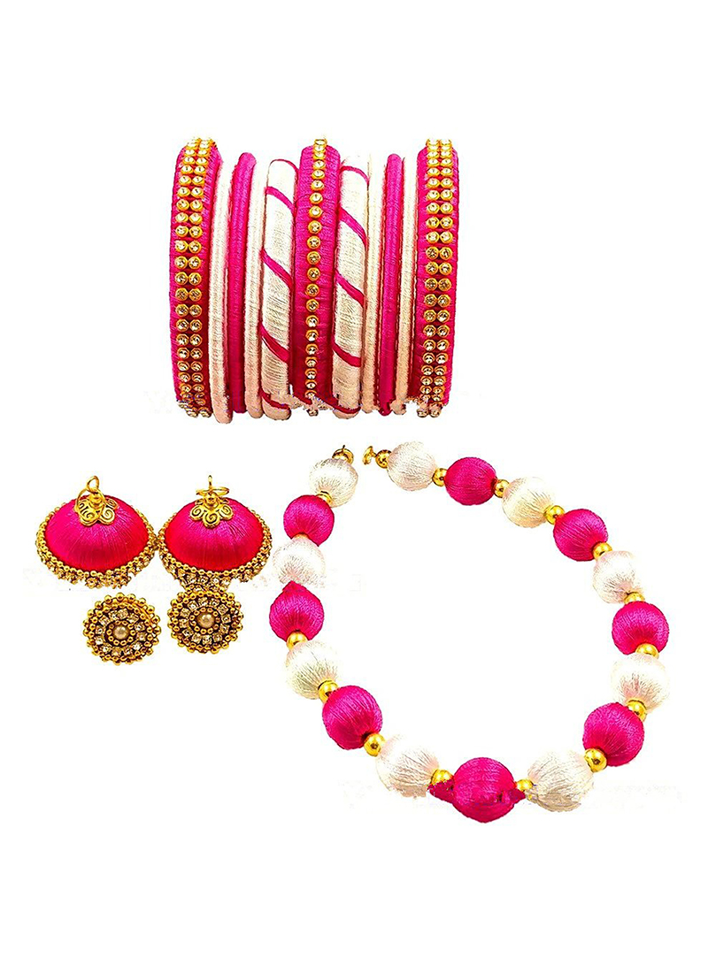 Buy Rani and White Color Jewellery Set Online