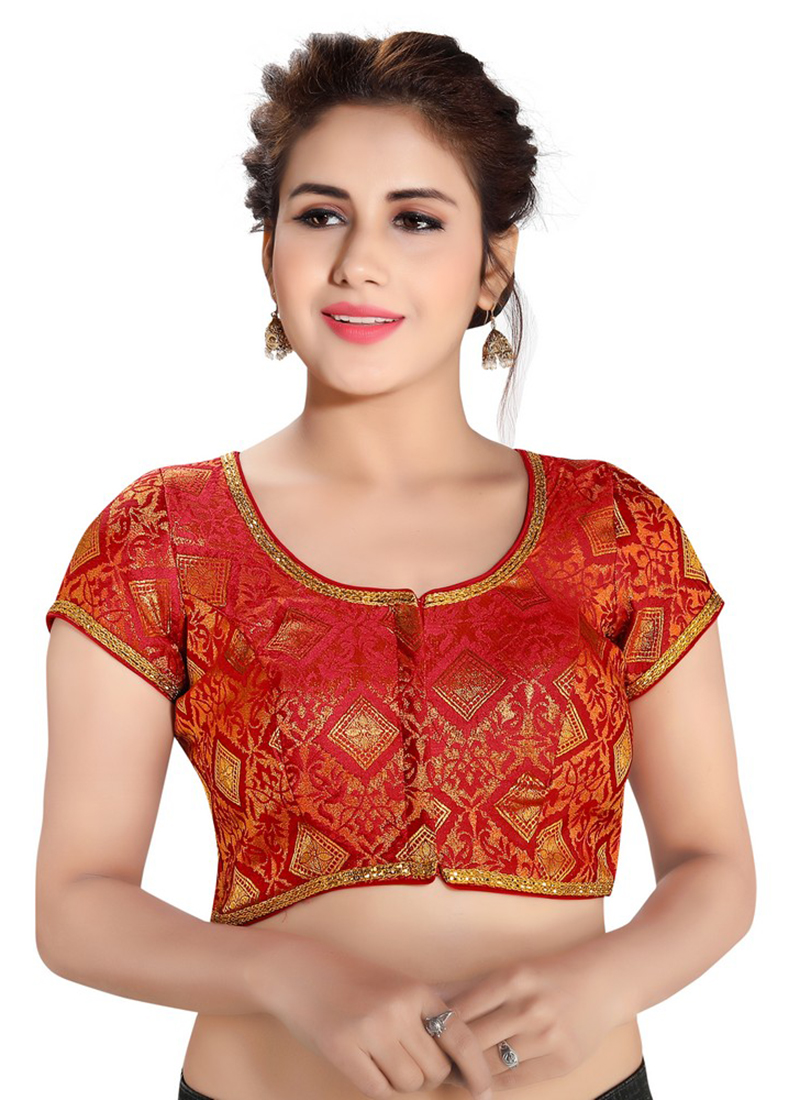 Shop Red Brocade Blouse Online : 146374