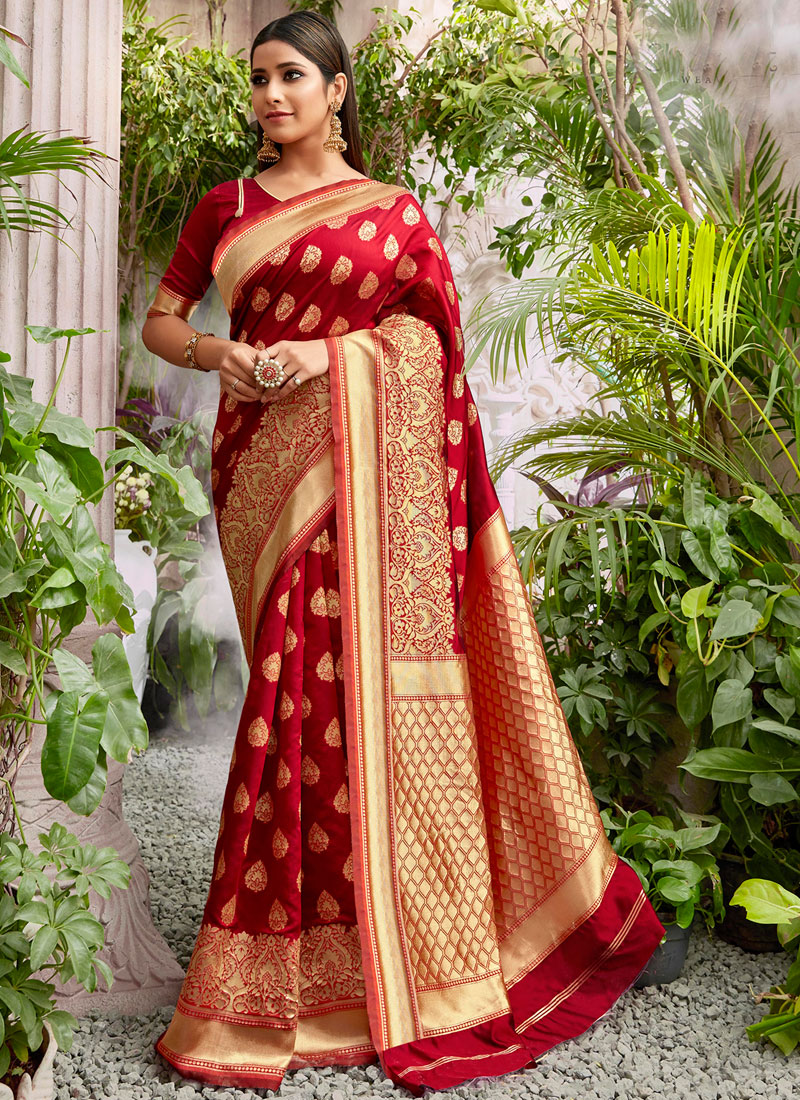 Shop Online Red Color Traditional Saree : 145778