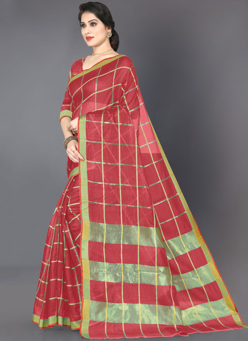 Buy Red Print Festival Casual Saree Online