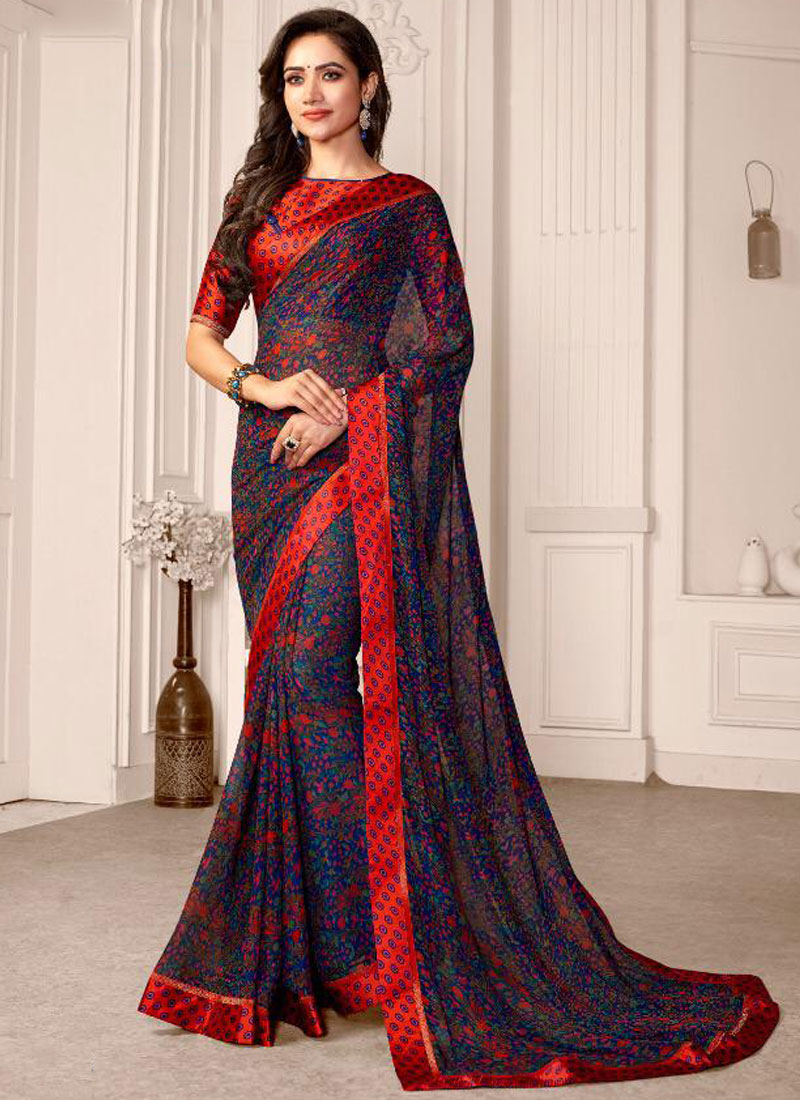 Satin Multi Colour Saree buy online