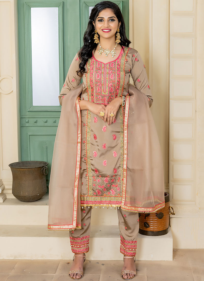 Buy Silk Brown Pant Style Suit Online : 144743