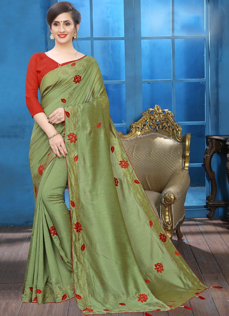 Buy Silk Green Traditional Designer Saree : 143062