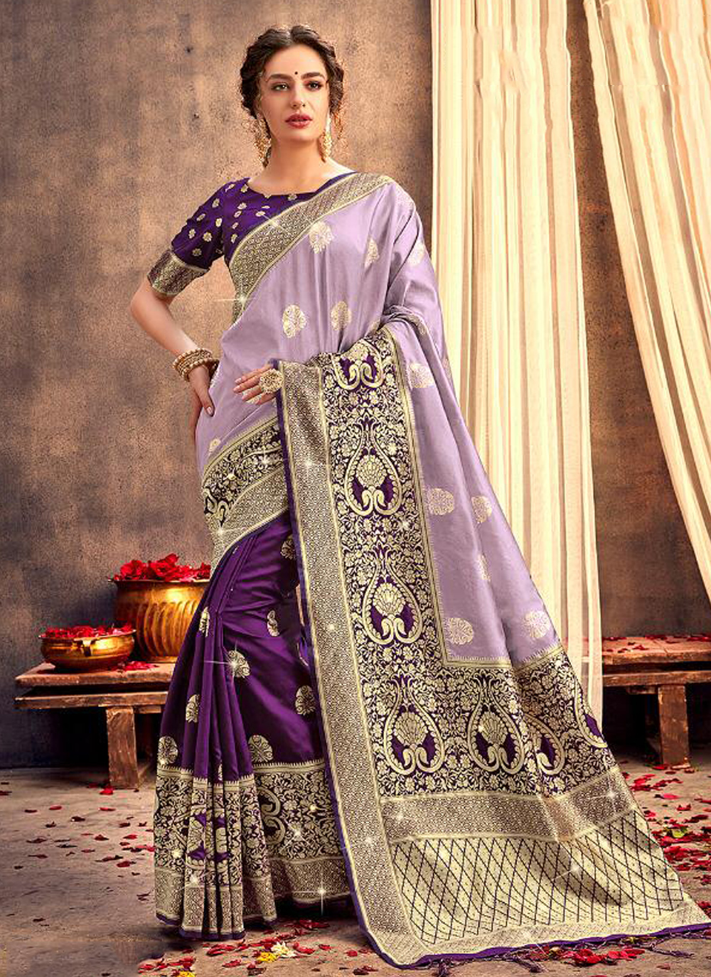 Shop Silk Multi Colour Contemporary Saree Online : 168496