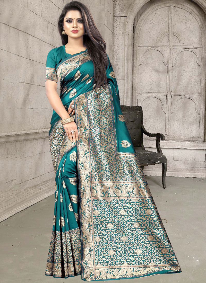 Shop Traditional Designer Saree Weaving Art Silk in Sea Green Online ...