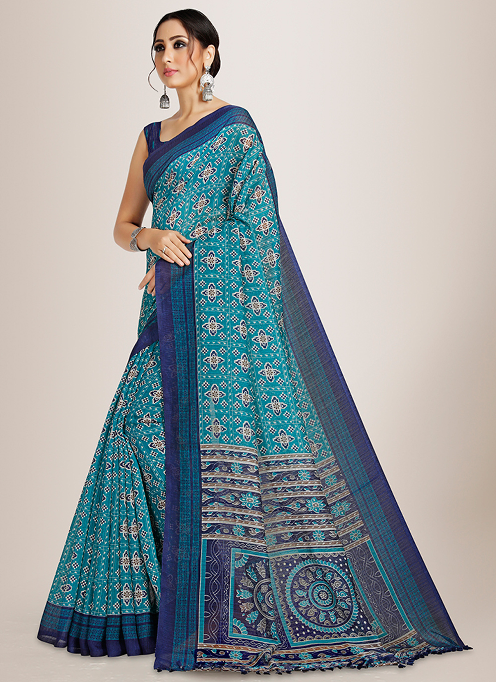 Turquoise Color Casual Saree buy online