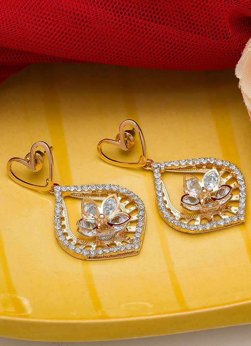 Buy White Stone Work Reception Ear Rings : 147676