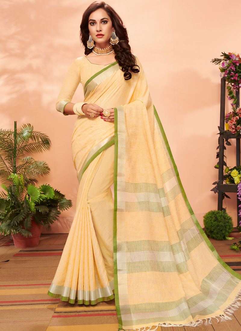 Buy Yellow Color Casual Saree Online