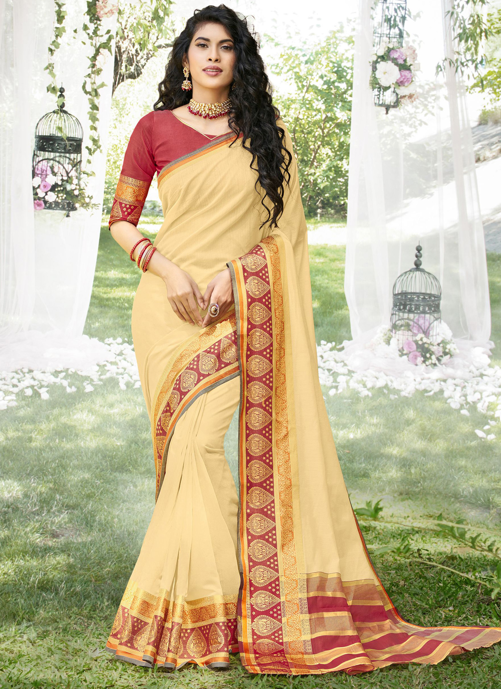 Shop Online Yellow Color Classic Saree : 158472