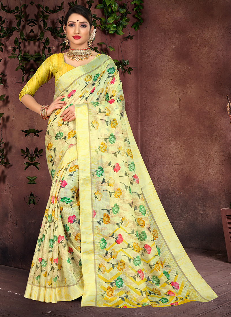Buy Online Yellow Party Casual Saree : 146798