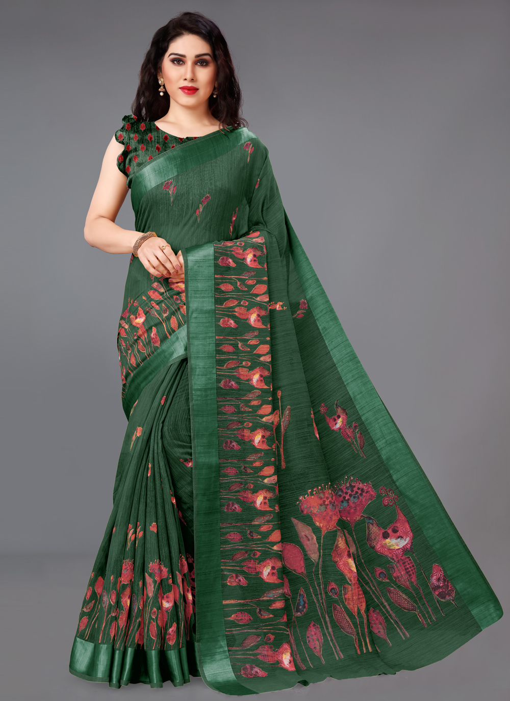 Buy Abstract Print Ceremonial Printed Saree : 176878