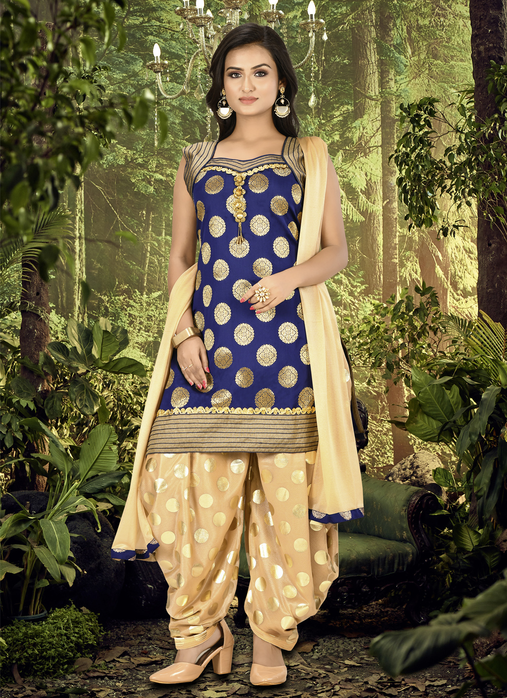 Buy Blue Ceremonial Designer Patiala Suit : 182178