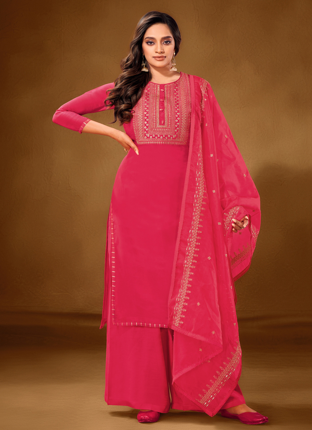 Cotton Lawn Hot Pink Designer Pakistani Salwar Suit buy online