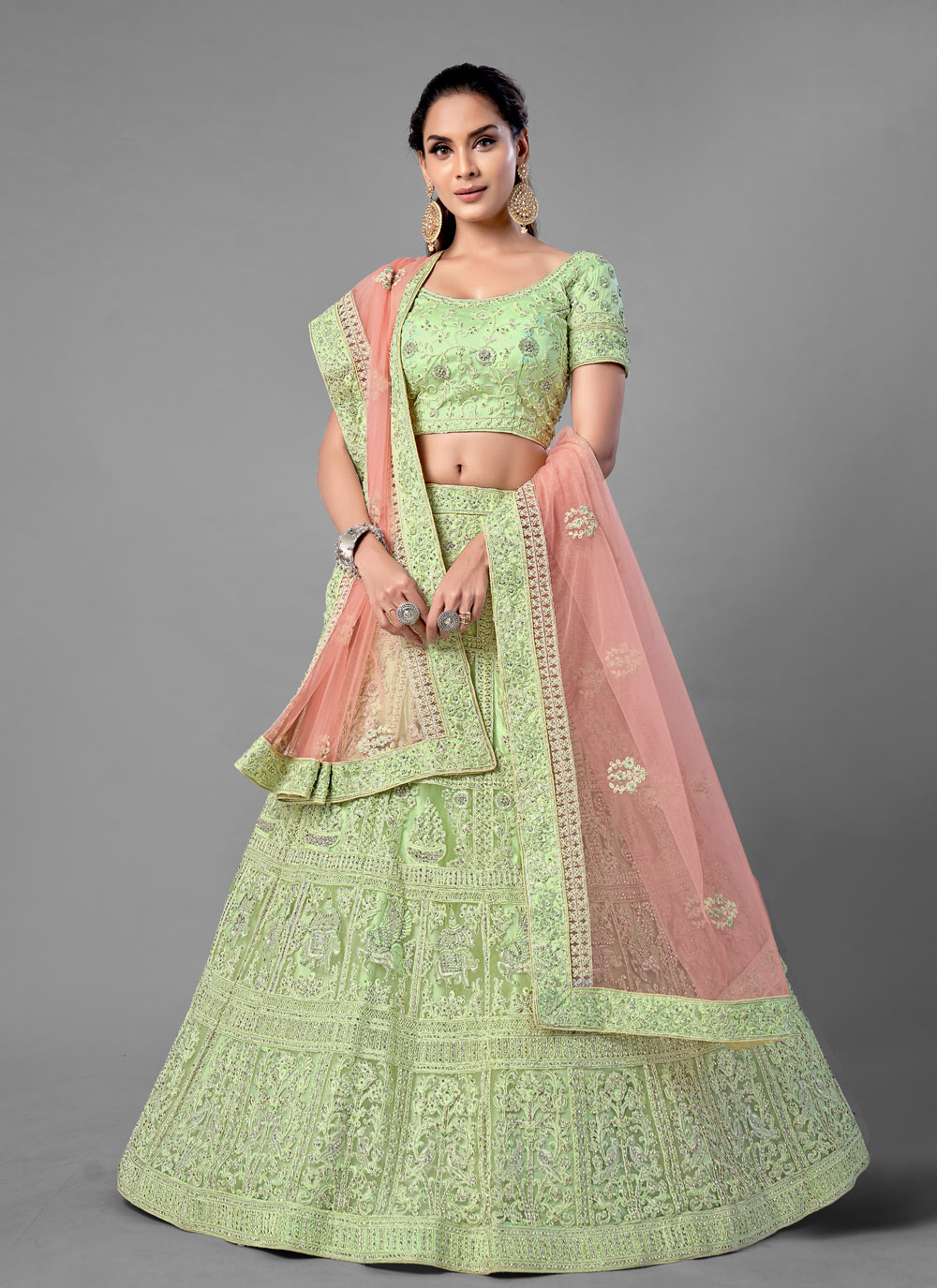Buy Online Dori Work Net Lehenga Choli : 185107
