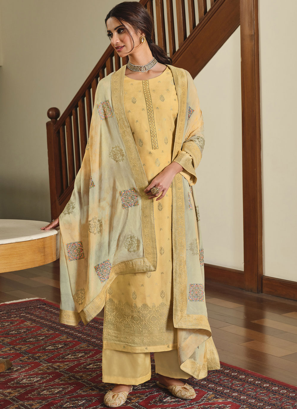 Shop Online Embroidered Designer Palazzo Suit : 186895