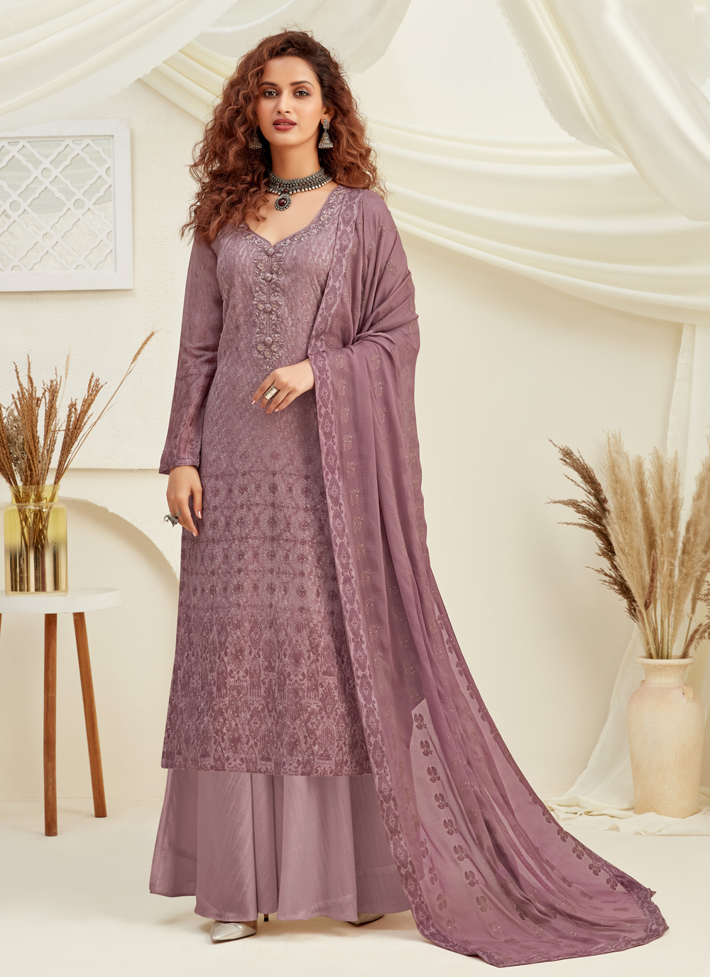 Buy Online Embroidered Festival Designer Palazzo Suit : 178752