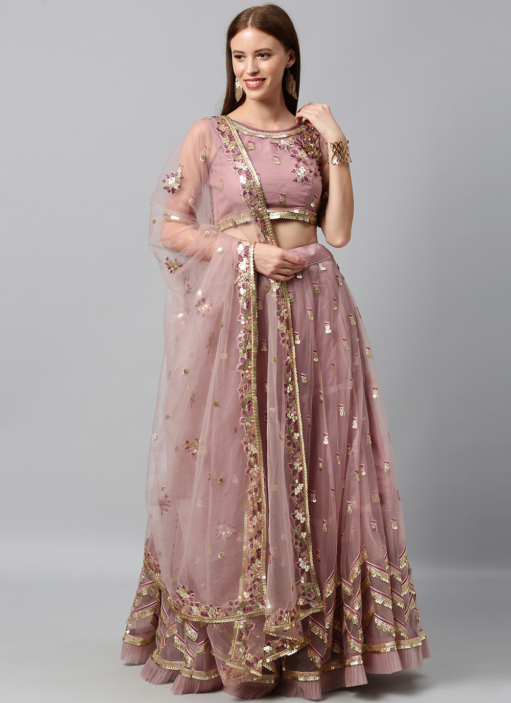 Shop Online Embroidered Net Lehenga Choli : 173973