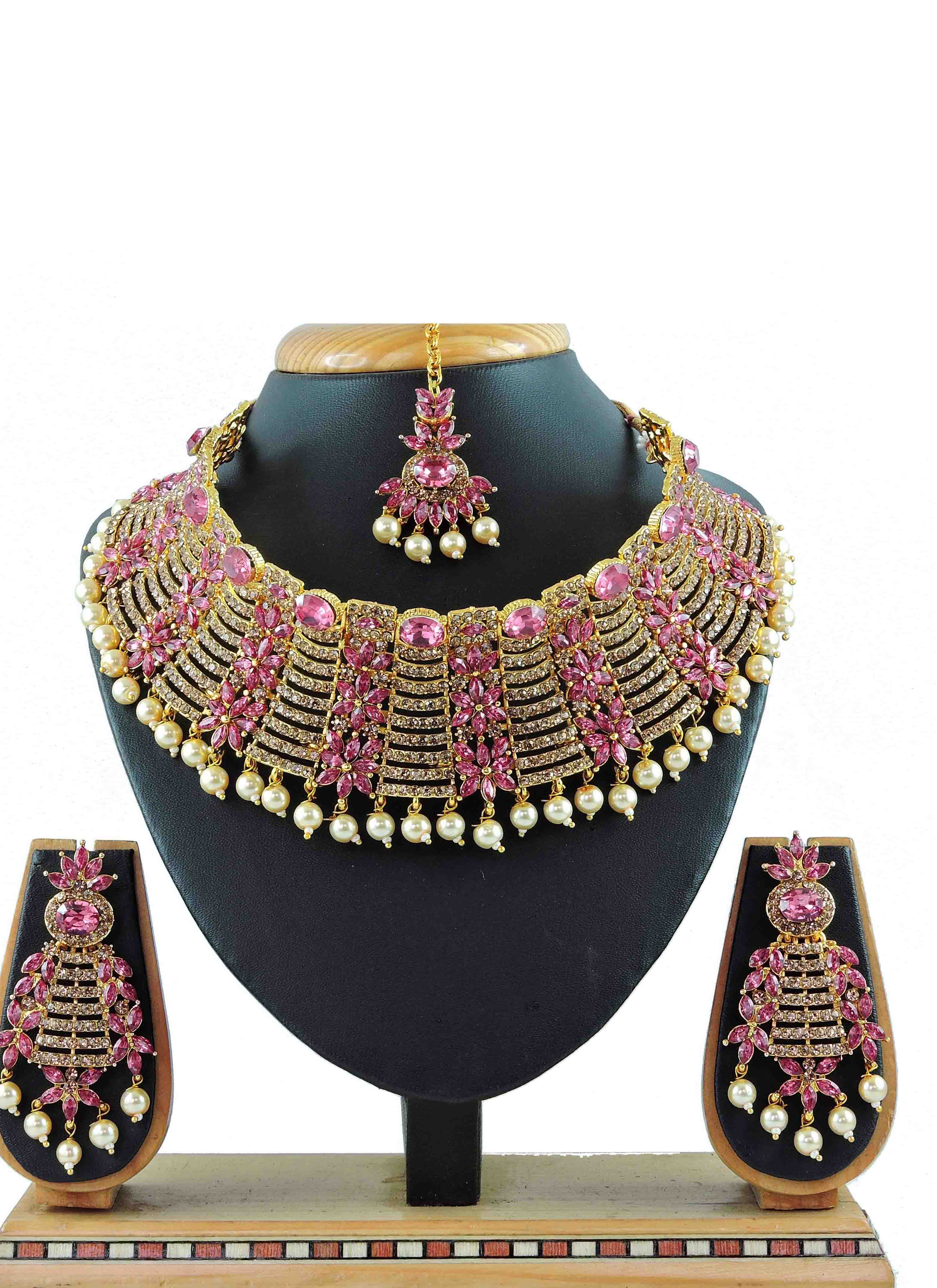 Shop Online Gold Stone Work Mehndi Necklace Set : 171879