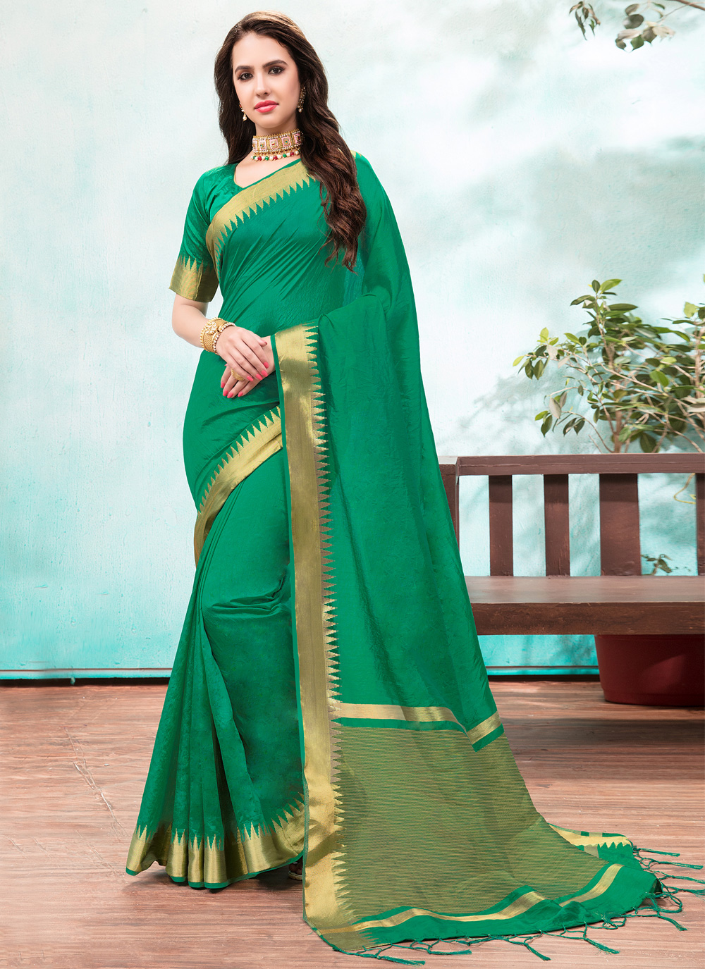 Green Party Silk Traditional Saree buy online