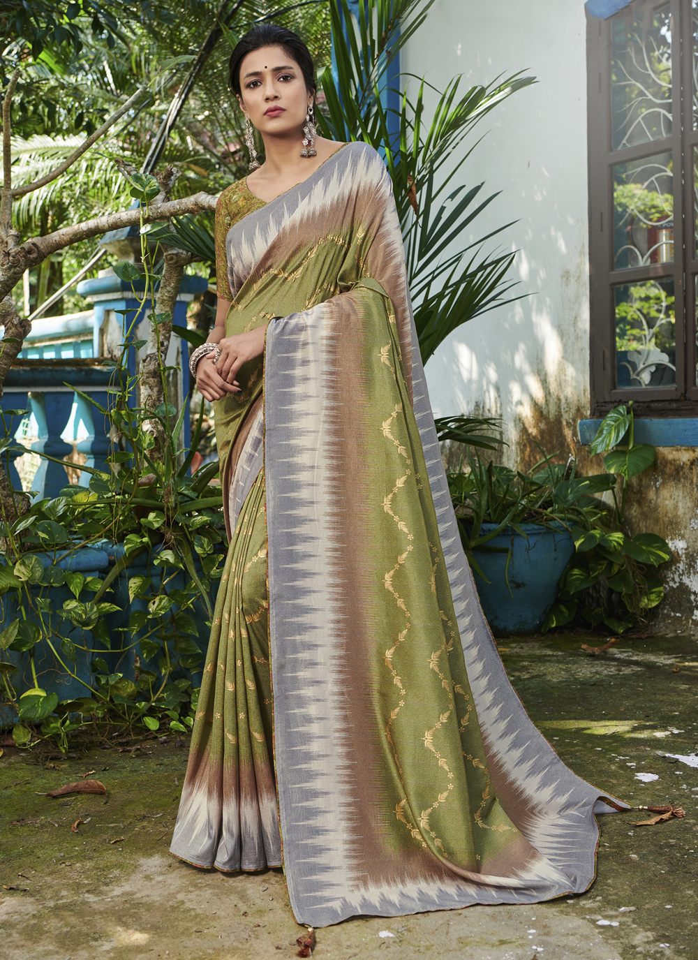 Green Party Traditional Saree buy online
