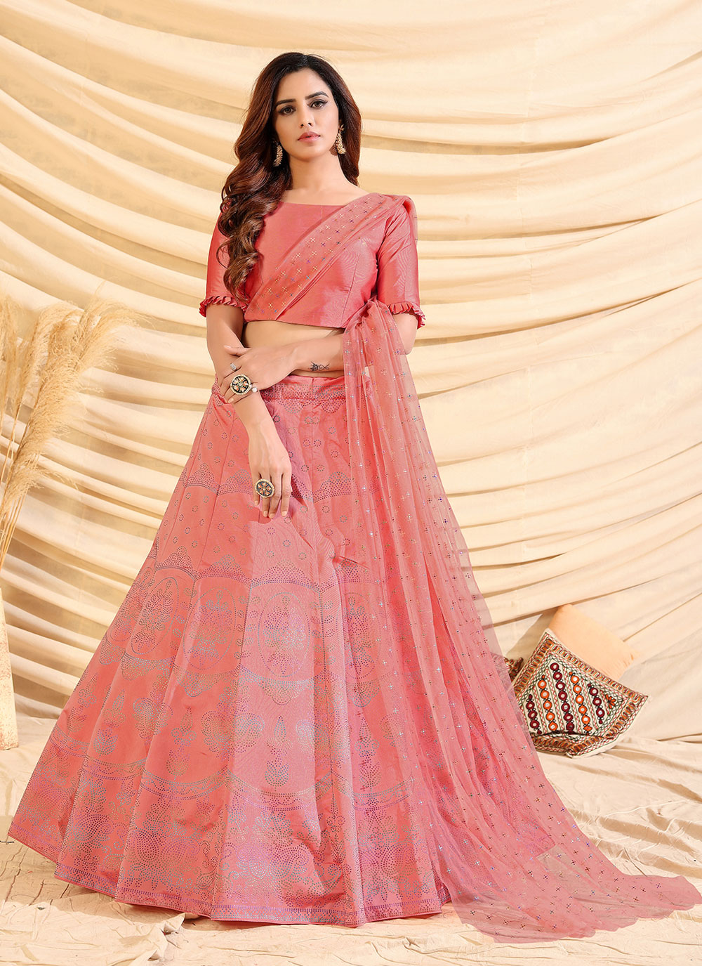 Buy Lace Pink Lehenga Choli Online