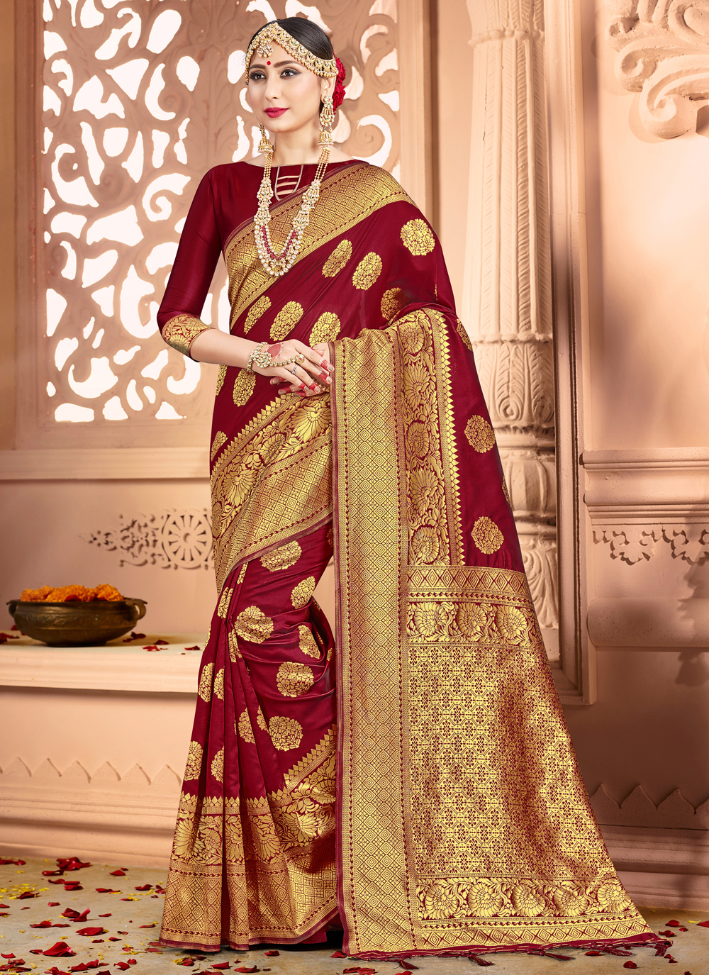 Shop Maroon Color Traditional Designer Saree Online : 179781