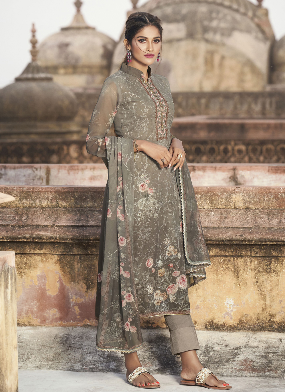 Buy Multi Colour Printed Designer Pakistani Suit Online : 184174