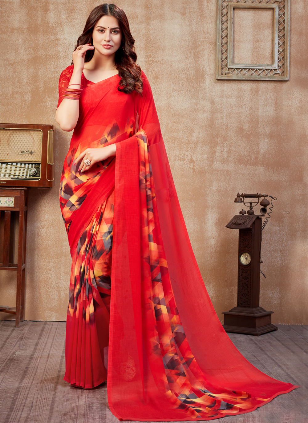 Shop Multi Colour Printed Saree Online : 179098