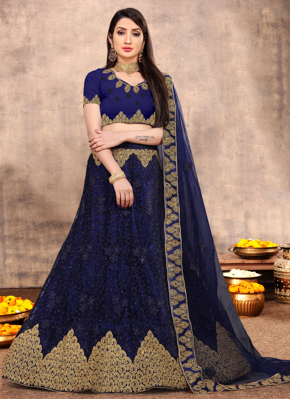 Shop Online Net Lace Lehenga Choli : 177250