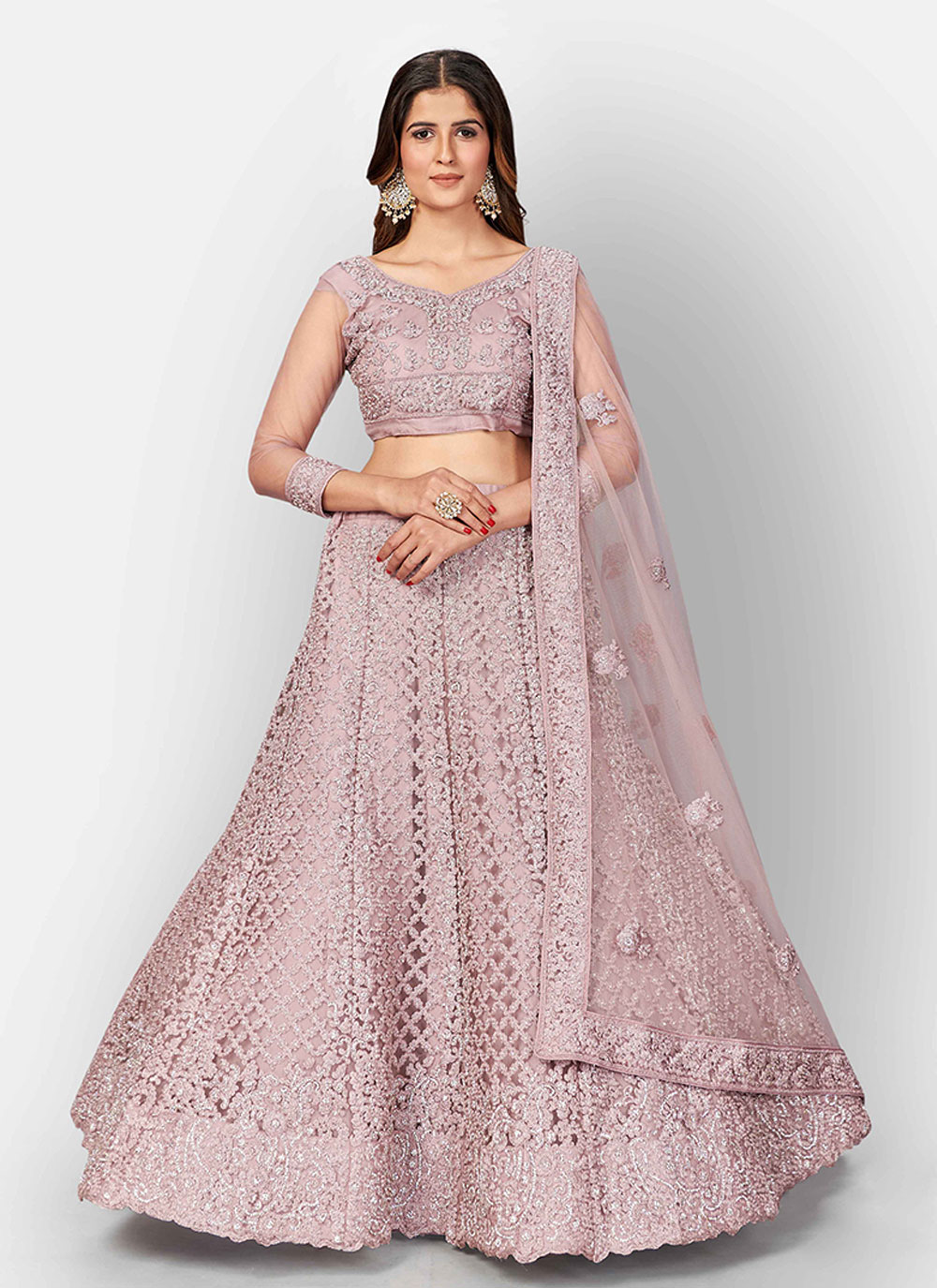 Buy Online Pink Dori Work Lehenga Choli : 186318